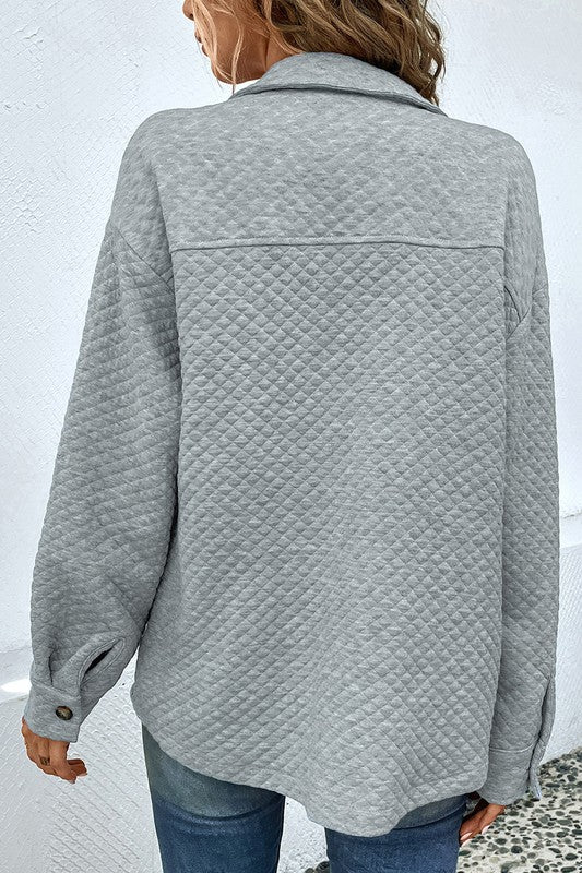 Lattice Texture Retro Flap Pocket Button Shacket – Sofi Stella Women's ...