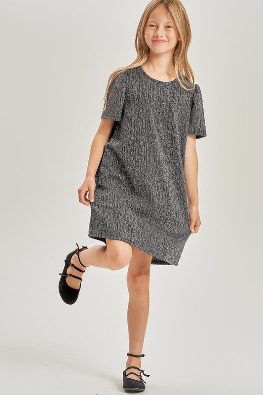 Girls silver glitter dress – Sofi Stella Women's & Children's Boutique